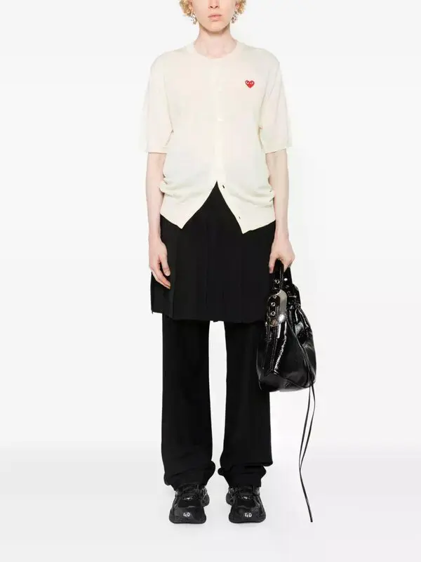 Play Comme Des Garcon Heart-patch Wool Cardigan - White