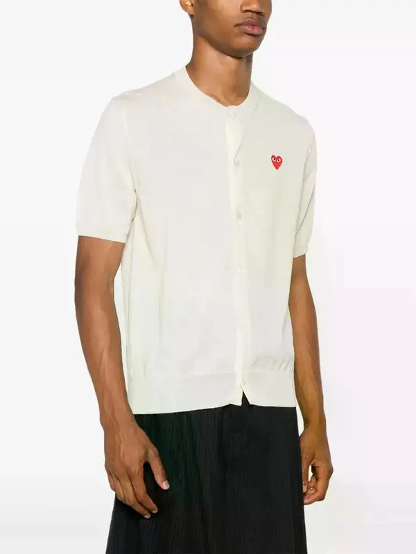 Play Comme Des Garcon Heart-patch Wool Cardigan - White