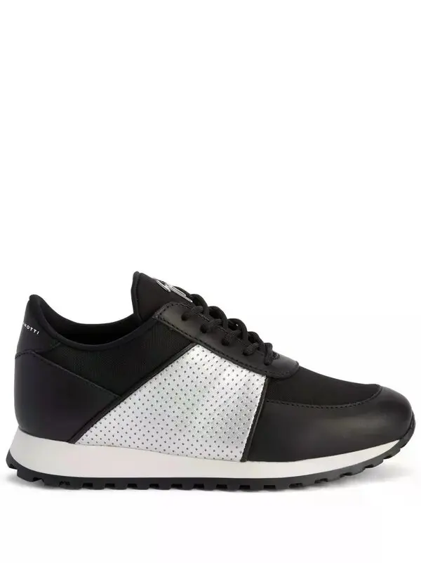 GIUSEPPE ZANOTTI Jimi Leather & Perforated Panel Sneakers - Black