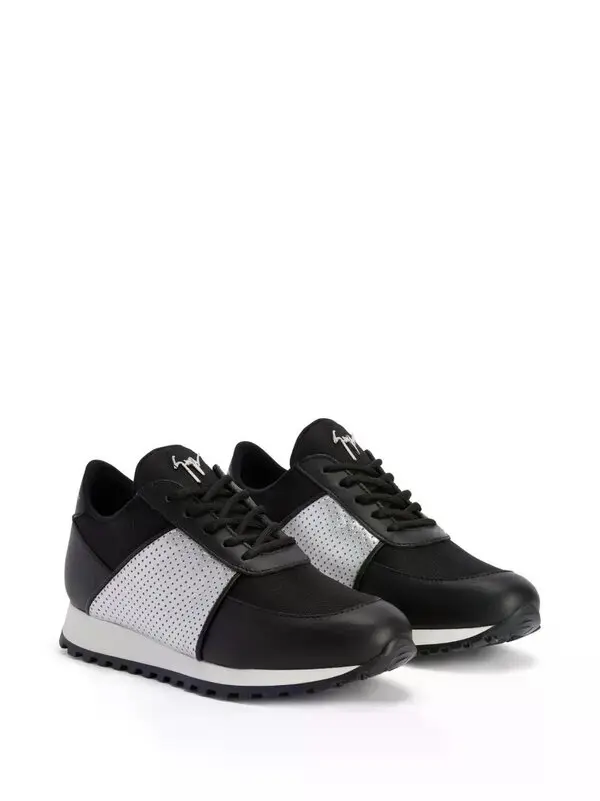 GIUSEPPE ZANOTTI Jimi Leather & Perforated Panel Sneakers - Black