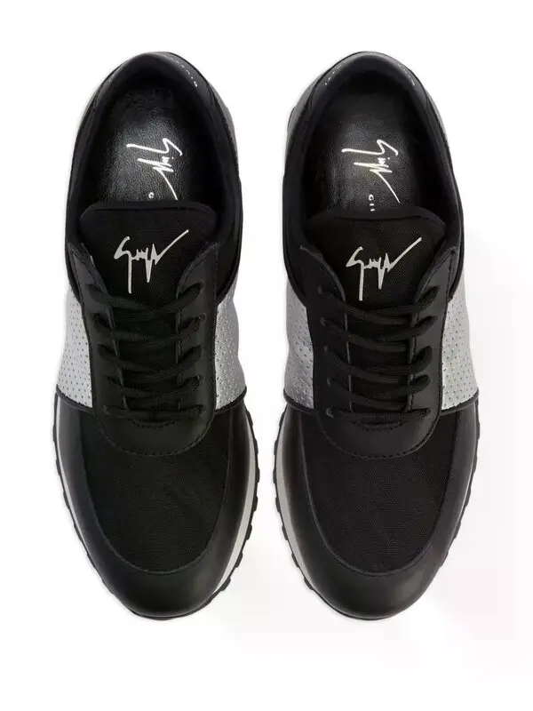 GIUSEPPE ZANOTTI Jimi Leather & Perforated Panel Sneakers - Black