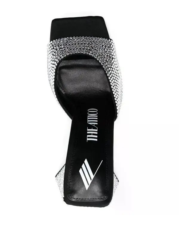Attico Devon Rhinestone Embellished Pyramid Heel Sandals