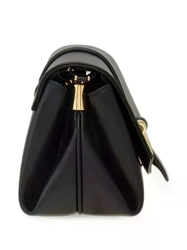 FERRAGAMO Small Gancini Clasp Shoulder Bag - Black