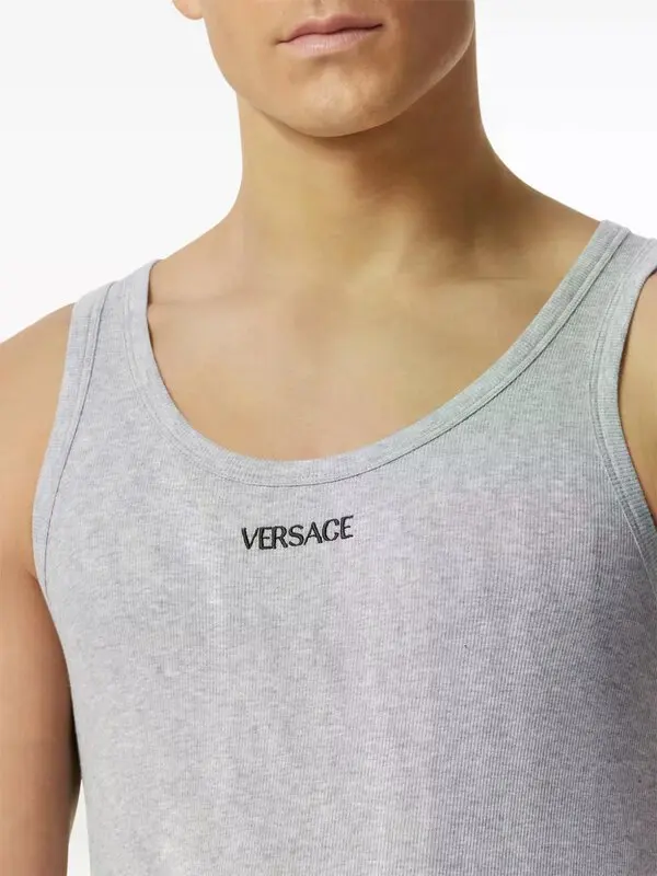 Versace Cotton Ribbed Tank Top - Grey