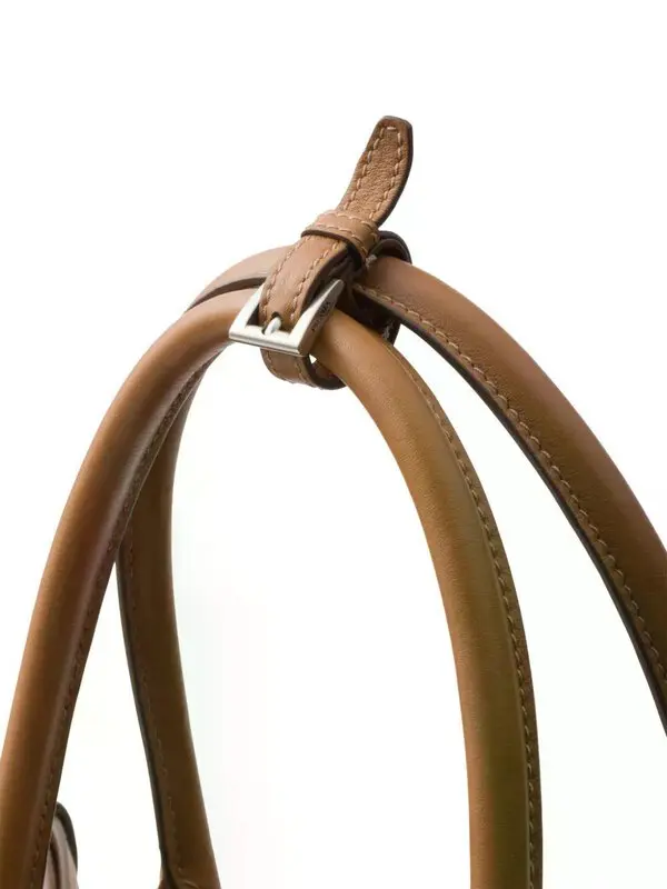 Prada Double-belt Leather Handbag - Brown