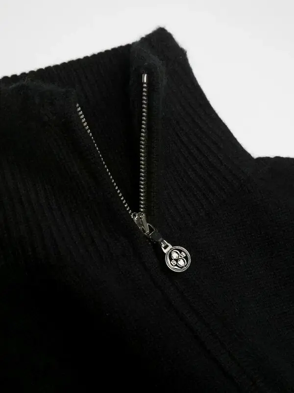 BARRIE Cashmere-blend Zip-up Collar - Black