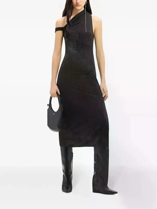COURREGES Houndstooth Twist Midi Dress