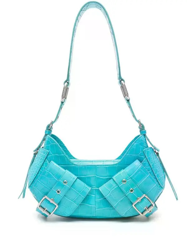 BIASIA Y2k Crocodile-embossed Shoulder Bag - Blue