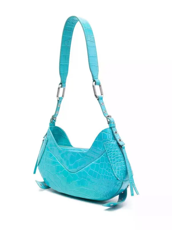 BIASIA Y2k Crocodile-embossed Shoulder Bag - Blue