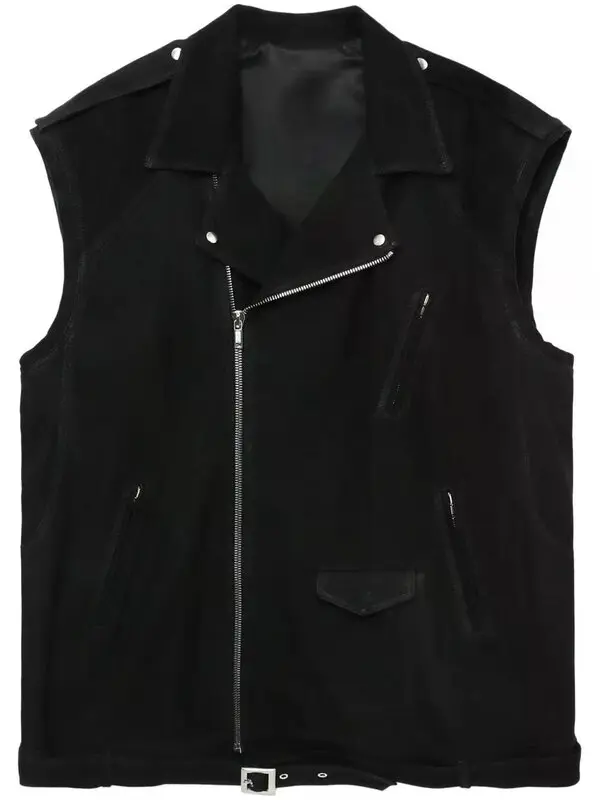 Rick Owens Leather Biker Vest - Black