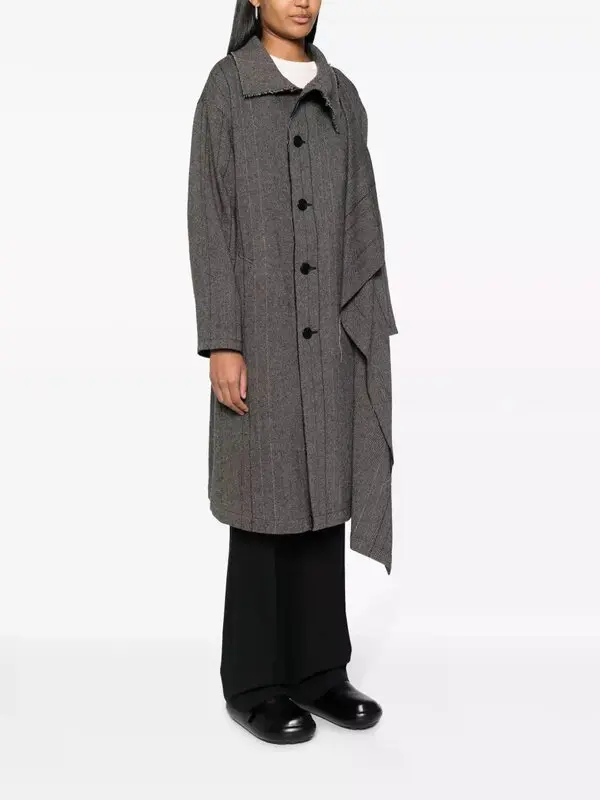 Y’s Asymmetric Herringbone Wool Blend Coat
