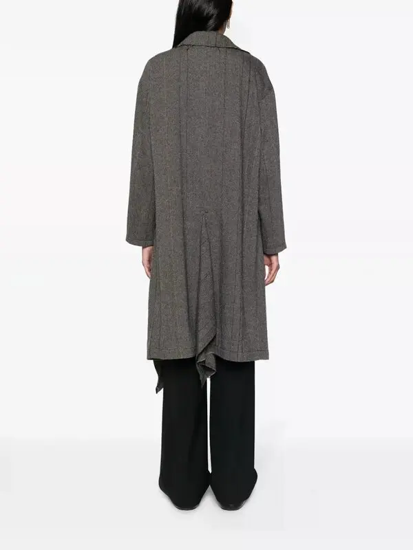 Y’s Asymmetric Herringbone Wool Blend Coat