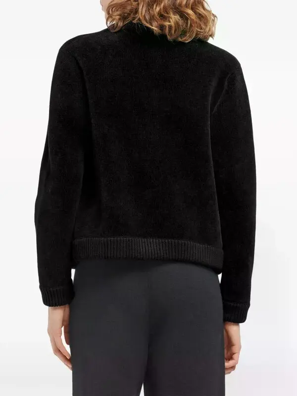 BARRIE Velvet-effect Fine-knit Cardigan