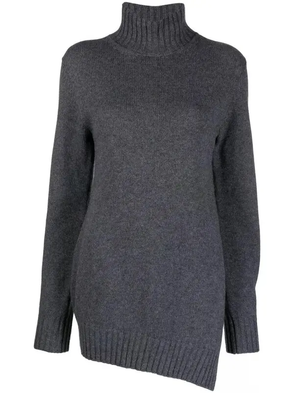 JIL SANDER Asymmetric Waffle Knit Jumper - Grey