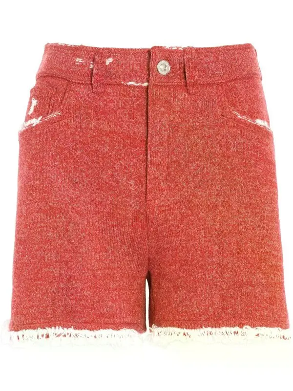 BARRIE Fine-knit Fringe-detail Shorts - Red