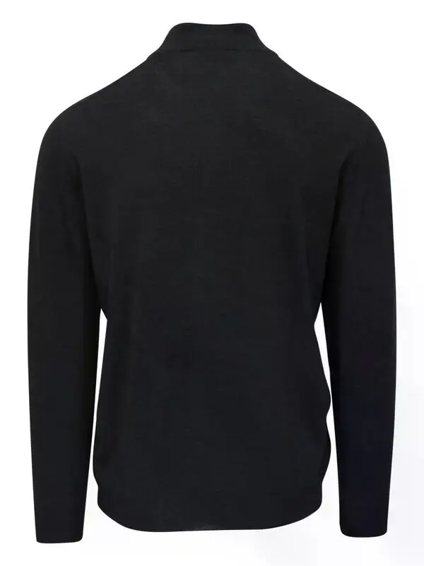 Fedeli Virgin Wool Quarter Zip Sweater - Grey