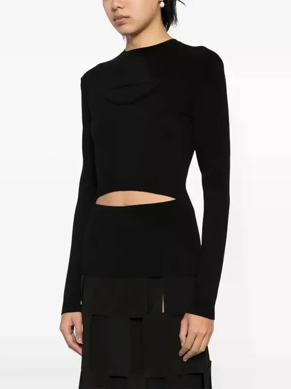 A.W.A.K.E. Mode Knitted Top With Lip Appliqu - Black
