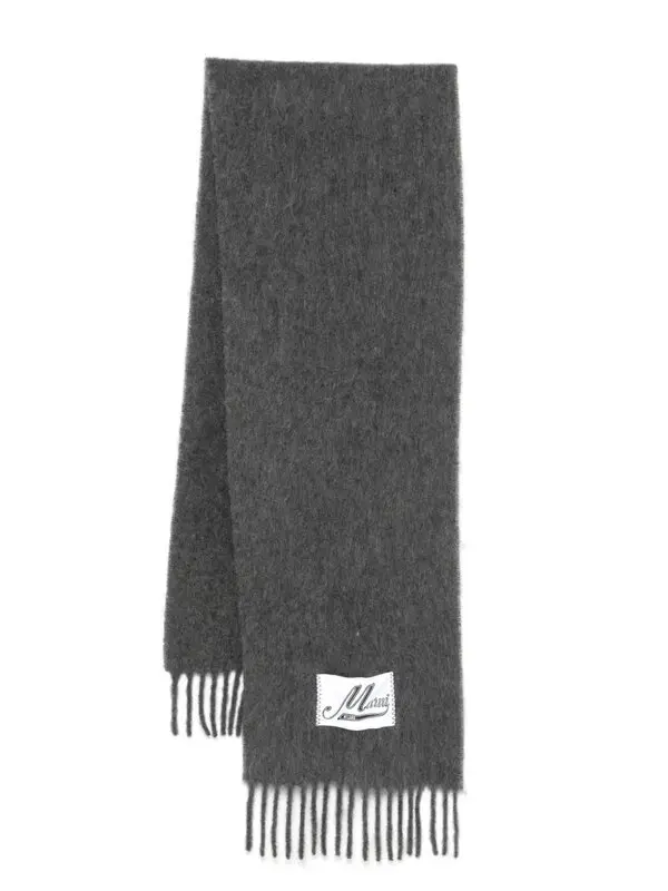 Marni Logo-patch Scarf - Grey