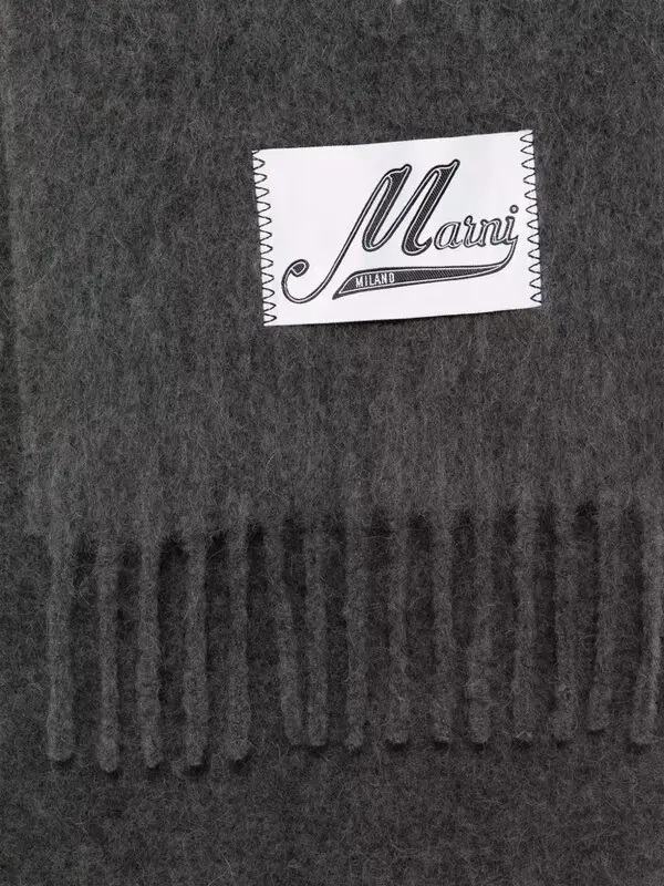 Marni Logo-patch Scarf - Grey