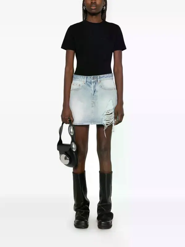 Vetements Denim Mini Skirt With Ripped Detailing