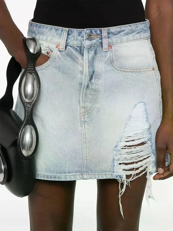 Vetements Denim Mini Skirt With Ripped Detailing