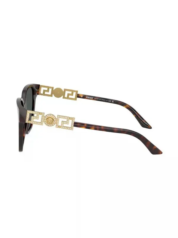 Versace Greca Strass Butterfly-frame Sunglasses - Brown