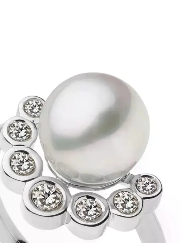 AUTORE MODA Brea Pearl And Diamond Ring - Silver