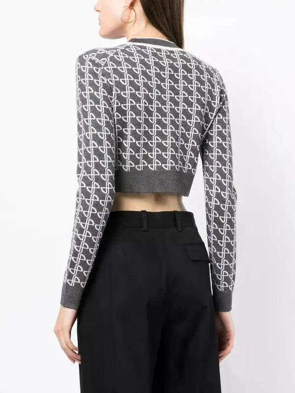 PATOU Jacquard Merino Cropped Jumper - Grey