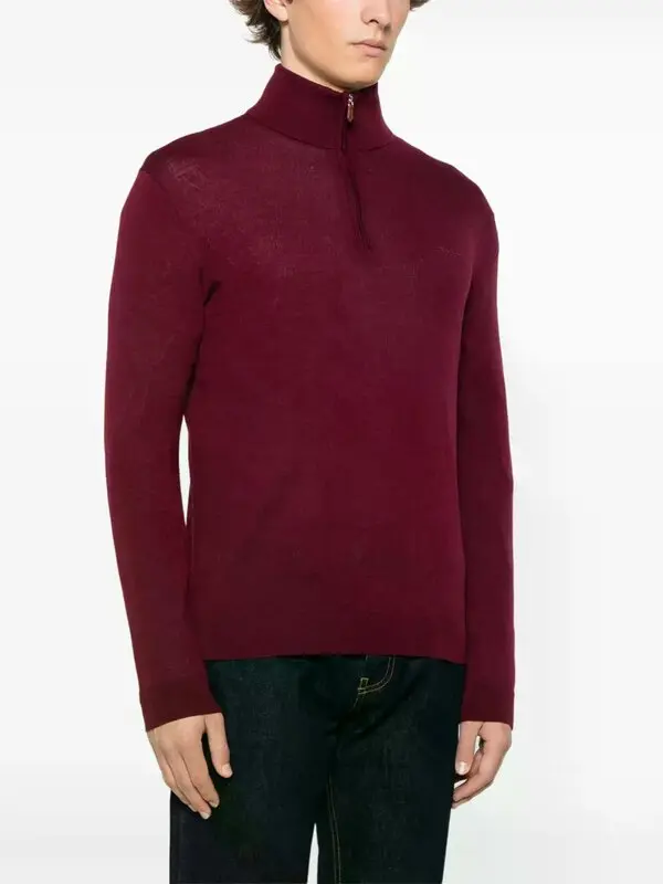 Gant Fine-knit Merino Half-zip Sweater - Red