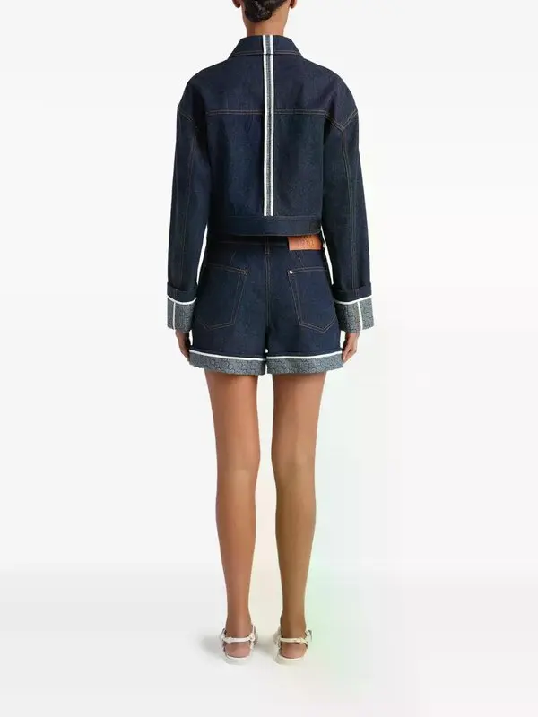 Ports 1961 Indigo Denim Shorts With Logo Detail