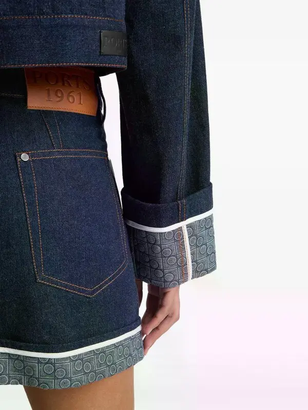 Ports 1961 Indigo Denim Shorts With Logo Detail