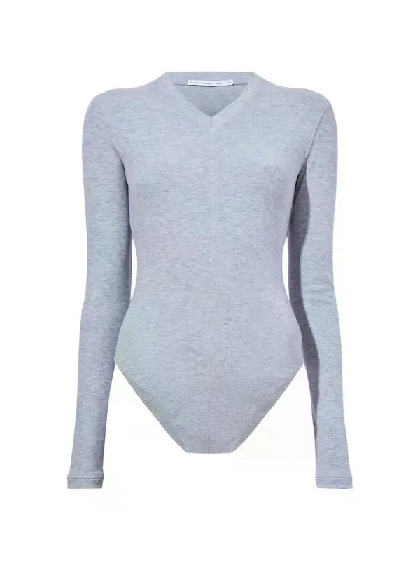 Proenza Schouler White Label Delaney Bodysuit With V-neck And Long Sleeves - Blue