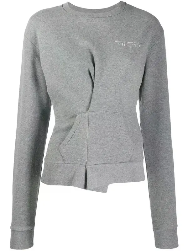 BEN TAVERNITI UNRAVEL PROJECT Crewneck Sweatshirt With Wrap Detail - Grey