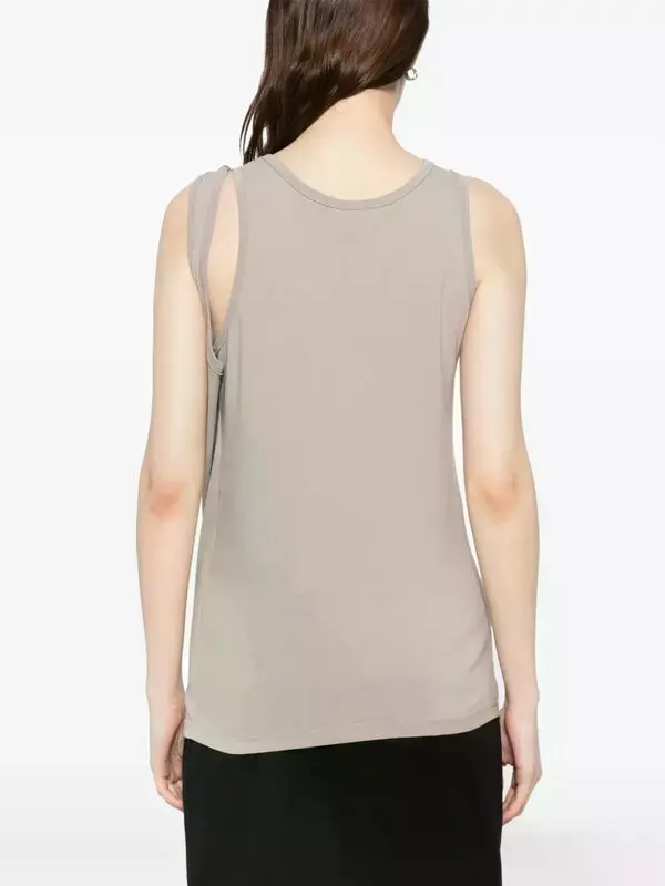 MOOHONG Draped Sleeveless Crewneck Top - Brown