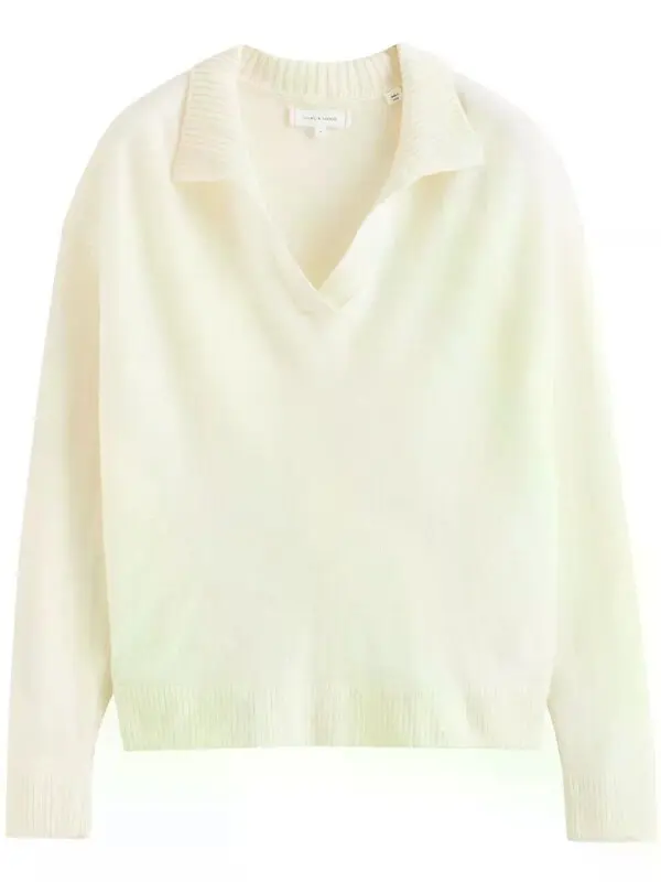 Chinti & Parker Wool-cashmere Blend V-neck Jumper - White