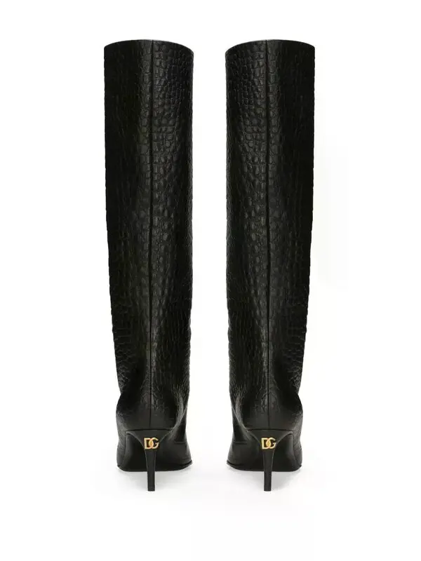 Dolce & Gabbana Crocodile-embossed Leather High Heel Boots