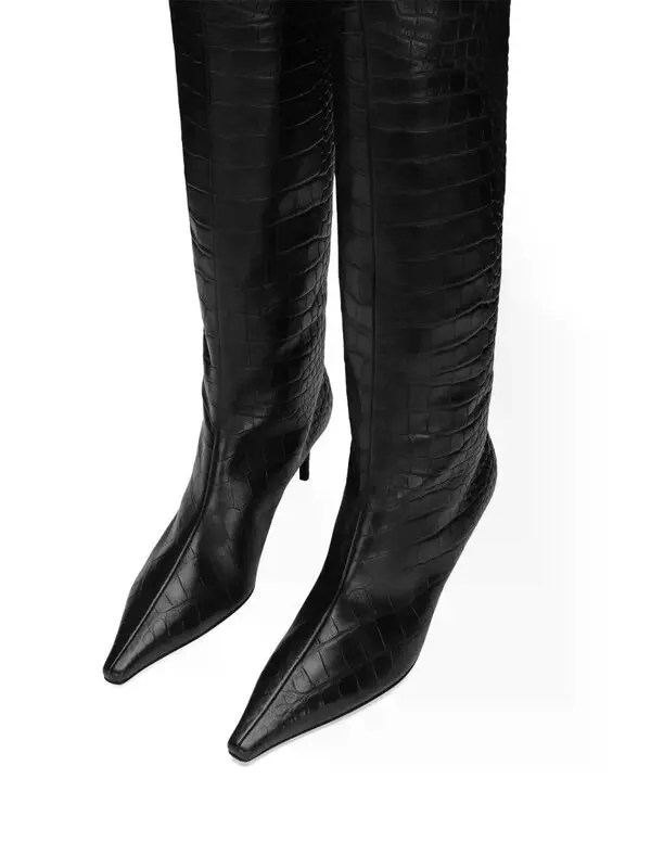 Dolce & Gabbana Crocodile-embossed Leather High Heel Boots