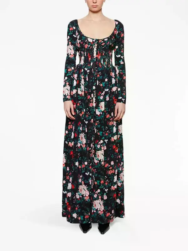Rabanne Rose Print Maxi Dress