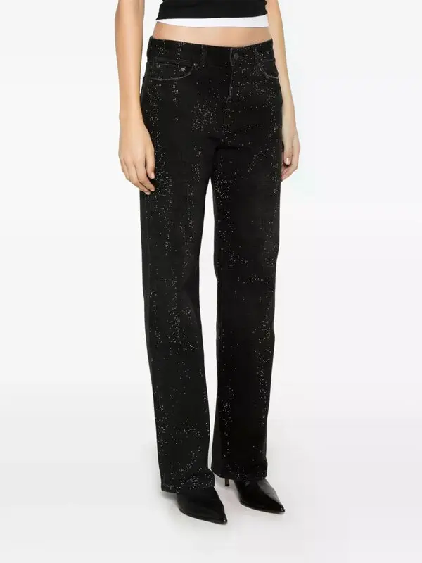PURPLE BRAND Crystal Embellished Straight Leg Jeans