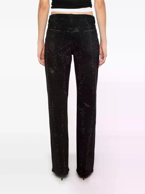 PURPLE BRAND Crystal Embellished Straight Leg Jeans