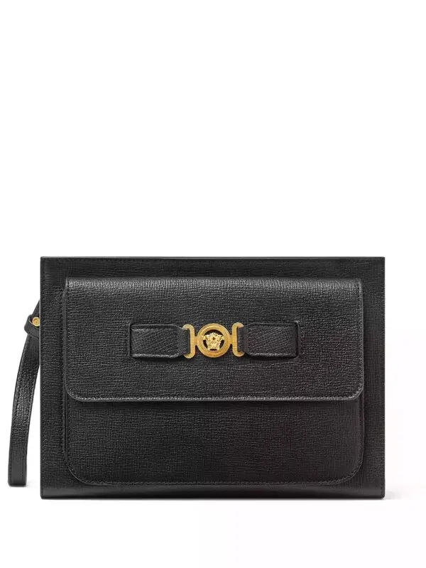 Versace Medusa Biggie Leather Clutch Bag - Black