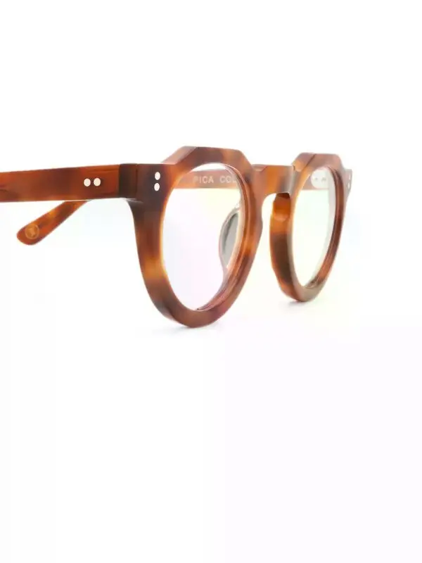 LESCA Pica Round Eyeglasses - Brown