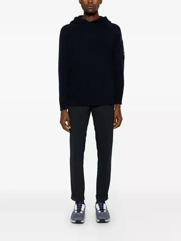C.P. COMPANY Lens Detail Wool Blend Hoodie - Blue