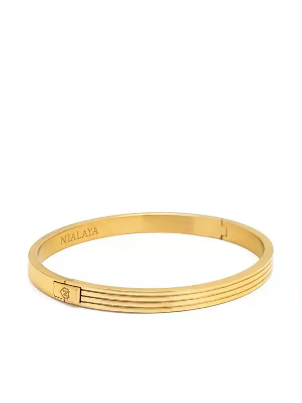 NIALAYA JEWELRY Engraved Logo Cuff Bracelet