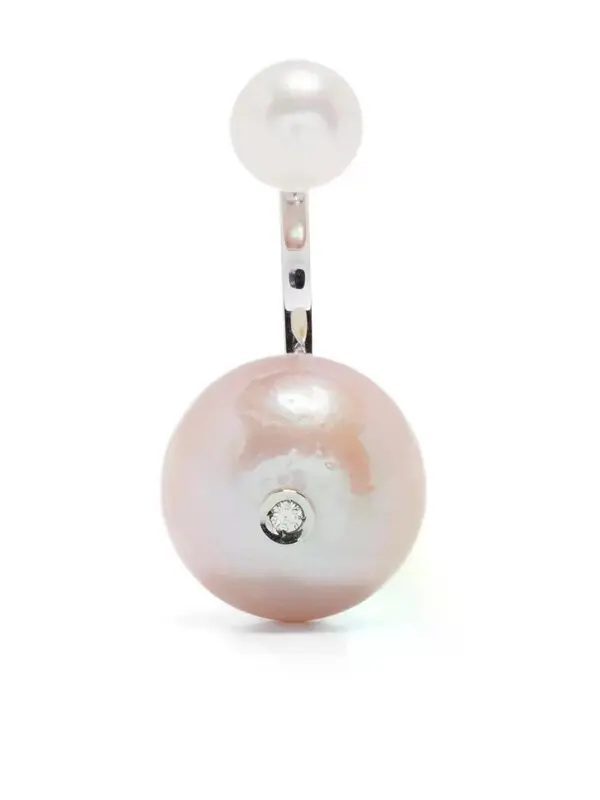 Delfina Delettrez 18kt White Gold Pink Pearl And Diamond Earring - Silver