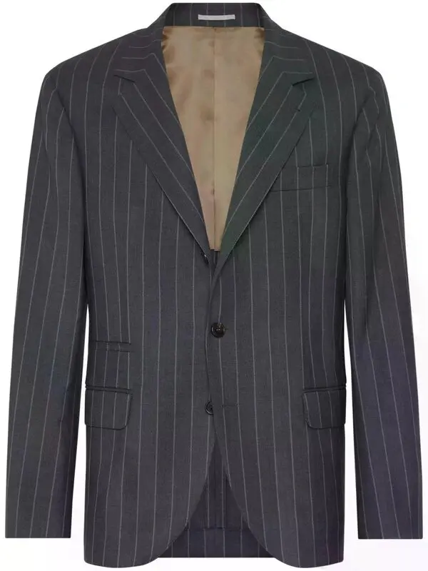 Brunello Cucinelli Chalk-stripe Wool Blazer - Grey