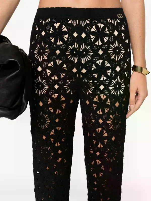 TWINSET Floral Crochet Flared Trousers
