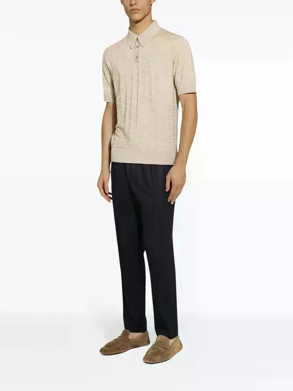 Dolce & Gabbana Monogram-jacquard Silk Polo Shirt