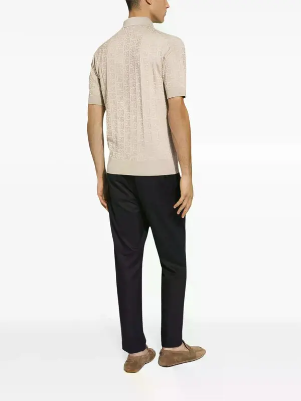 Dolce & Gabbana Monogram-jacquard Silk Polo Shirt