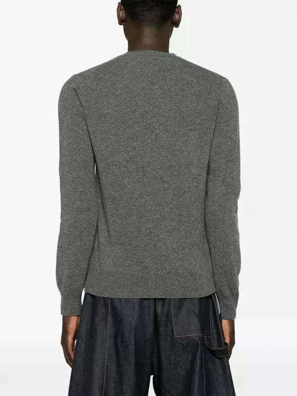 Play Comme Des Garcon V-neck Wool Jumper - Grey